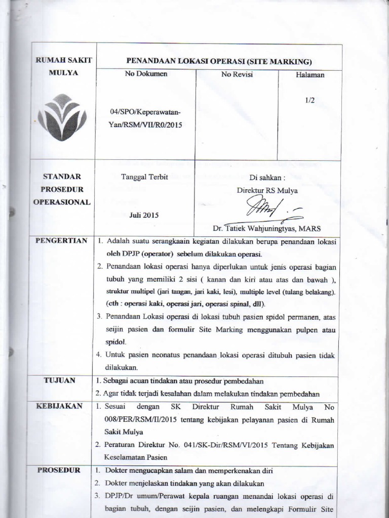 Spo Penandaan Lokasi Operasi (Site Marking) | PDF