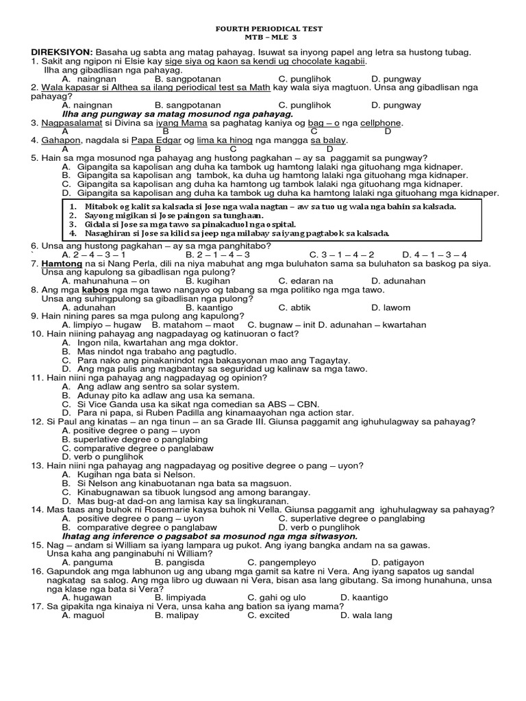 MTB 4thQ Binisaya | PDF