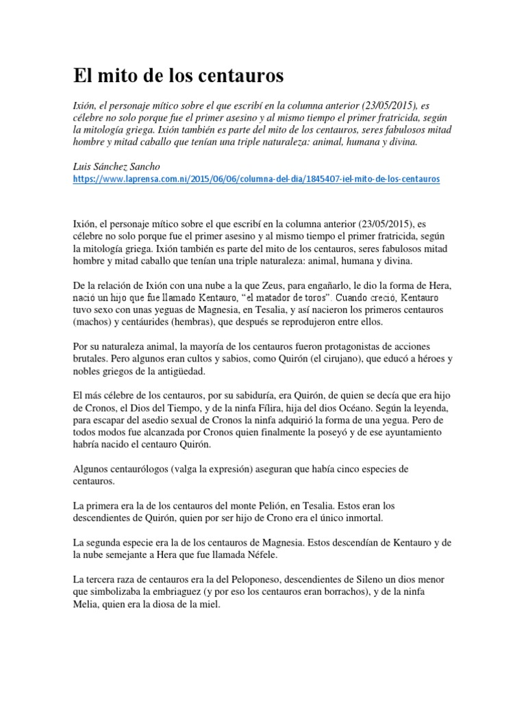 Mito de los Centauros en Grecia | PDF | Dioniso | Mitologia Europea
