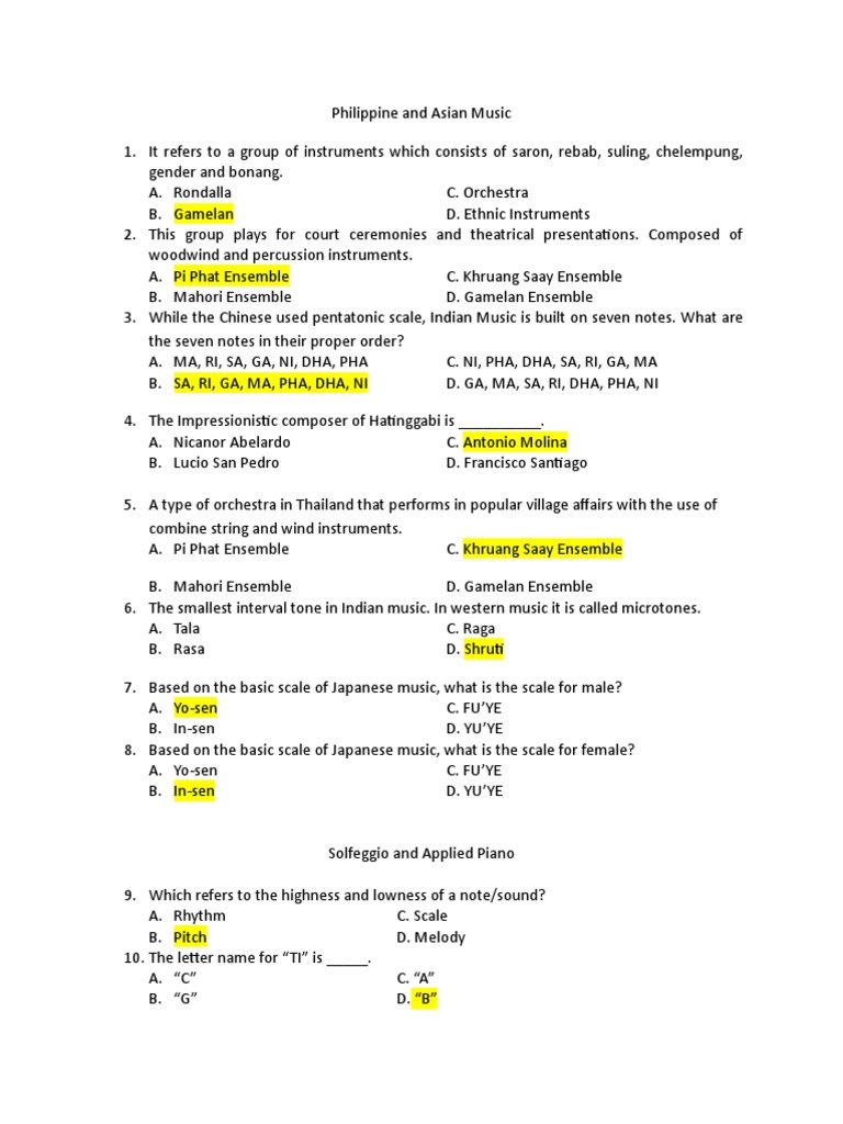 Philippine and Asian Music | PDF | Classical Period (Music) | Clef