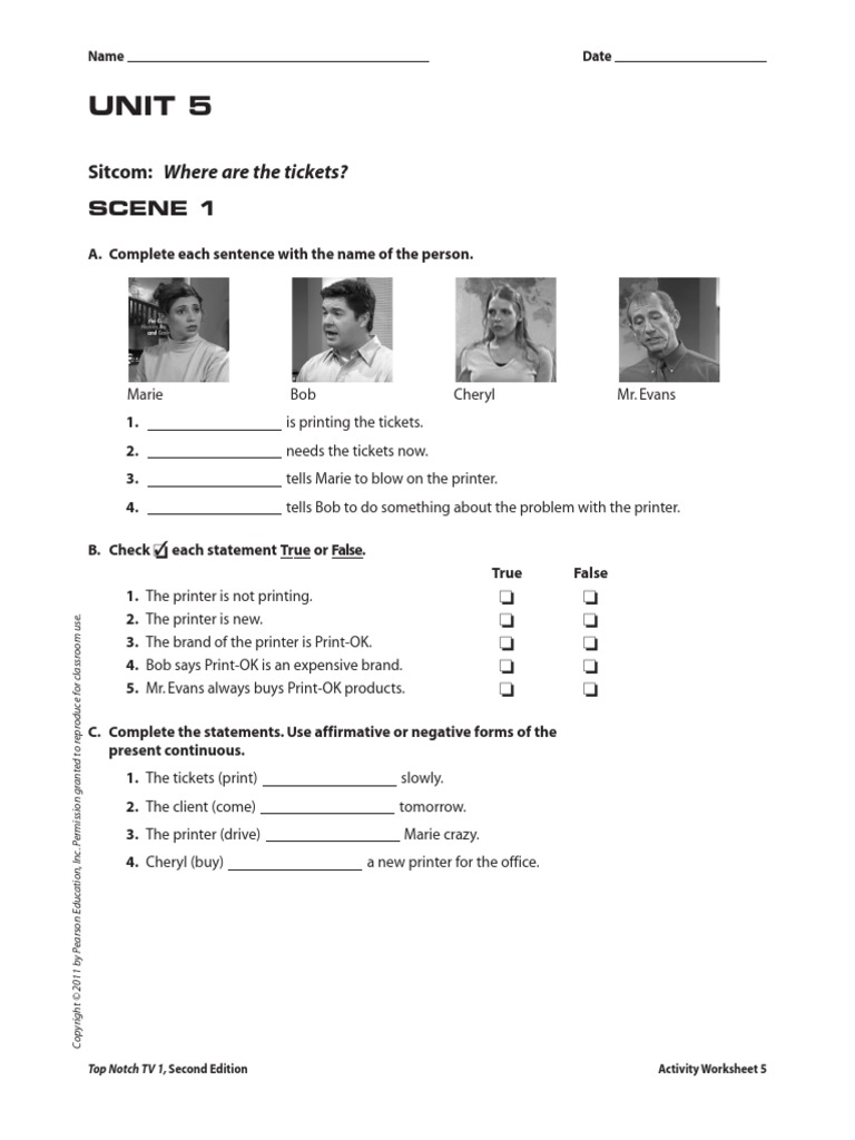 UNIT 05 TV Activity Worksheets PDF | PDF | Printer (Computing)
