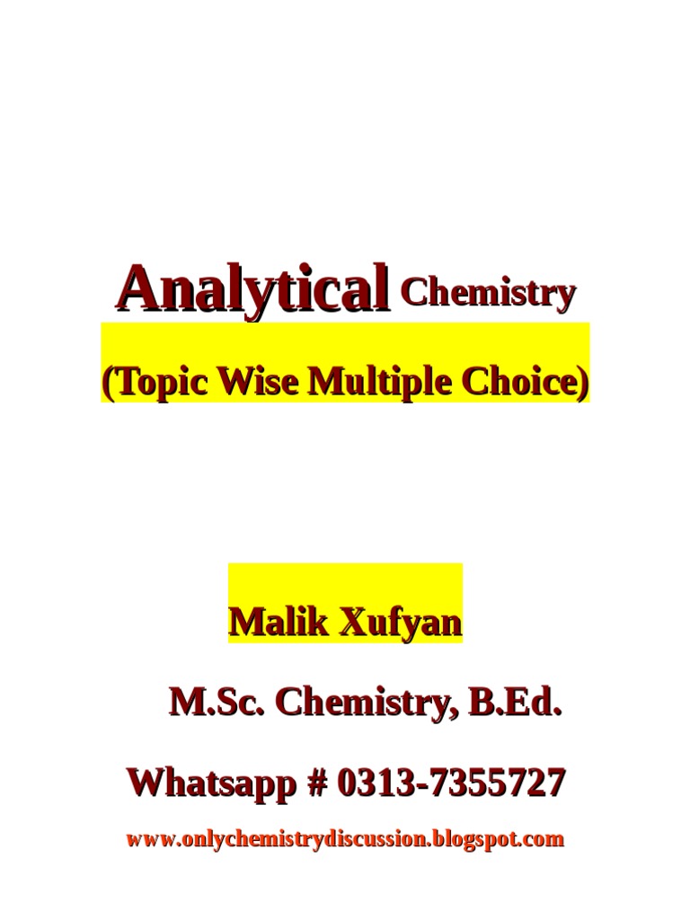 Analytical Chemistry Mcq's | PDF | Chromatography | Mass Spectrometry