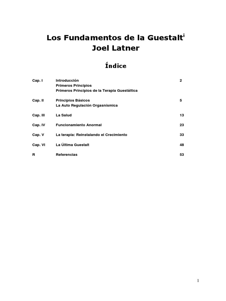 La Terapia Gestaltica - Resumen (Joel Latner) | PDF | Holismo ...