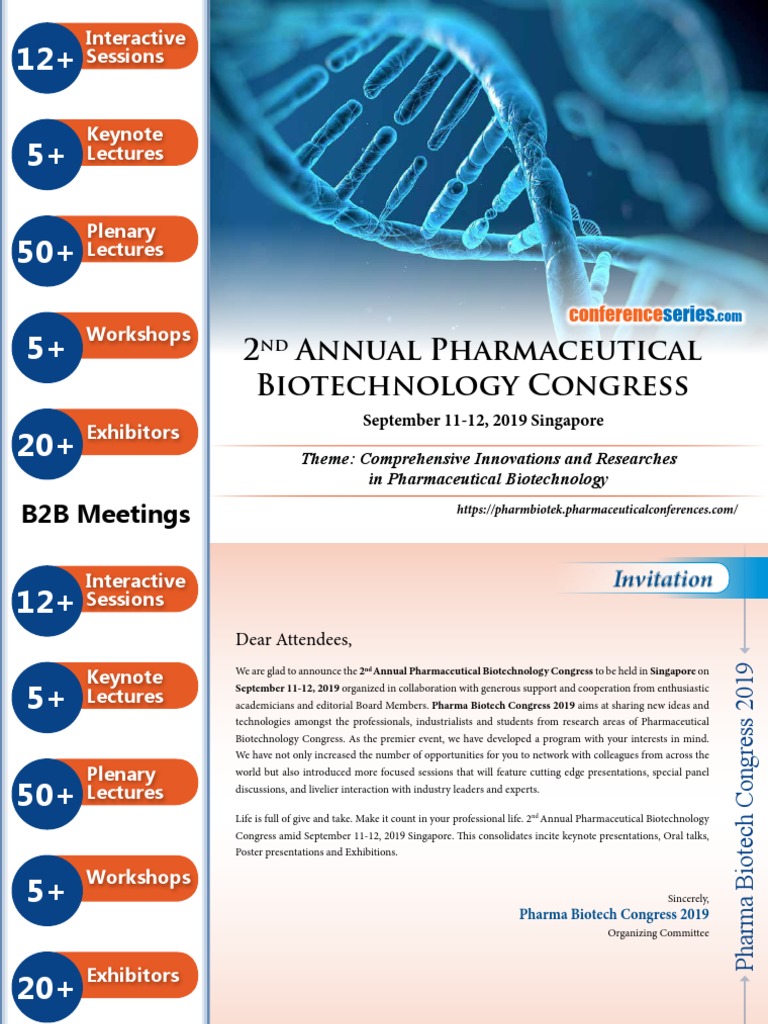 PharmaBiotechCongress 2019 Brochure | PDF | Biotechnology ...