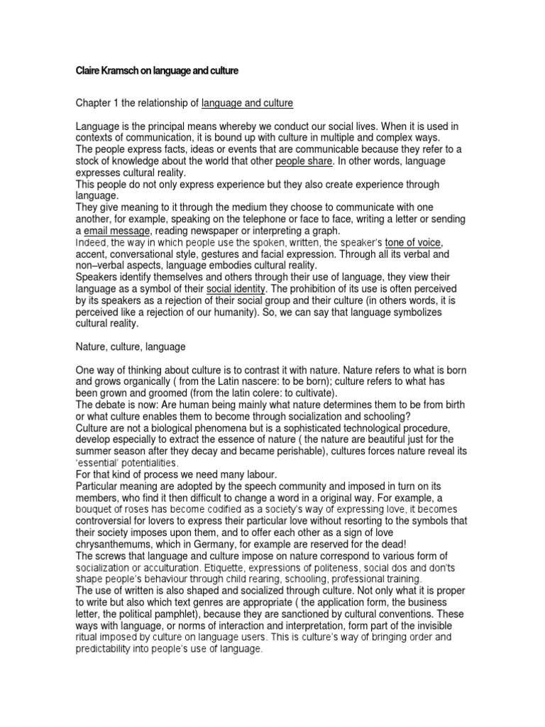 Claire Kramsch On Language and Culture PDF | PDF | Semantics | Word
