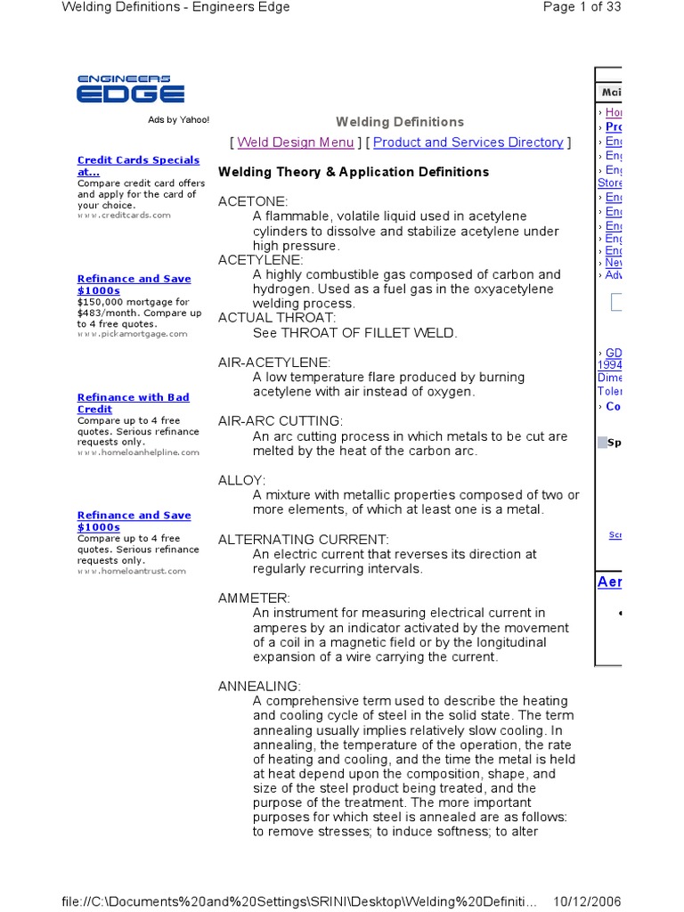 Welding TERMINOLOGY Definition | PDF | Welding | Construction