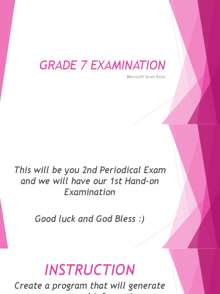 Grade 7 Examination: Microsoft Small Basic | PDF