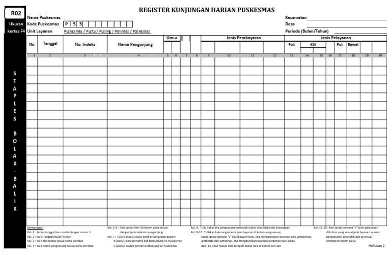 R 02 Register Kunjungan Harian Puskesmas TGL 22 Des 20113 | PDF