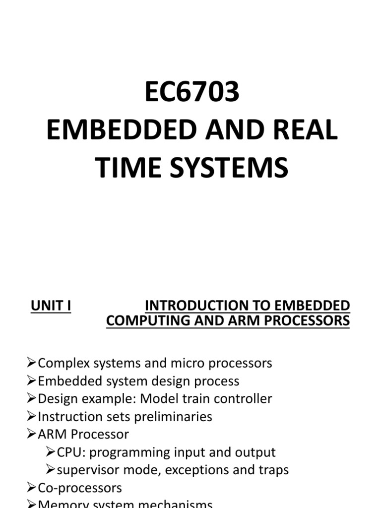 Unit-1 - 6703 Embedded and Real Time Systems | PDF | Arm Architecture | Central Processing Unit