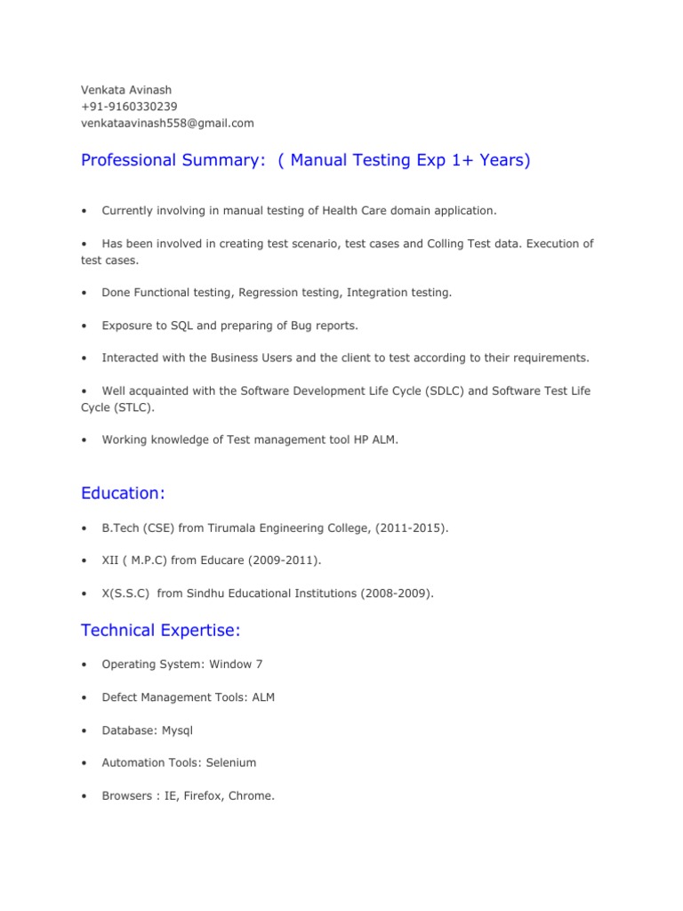 Manual Testing Profile for Healthcare Apps | PDF | Career & Growth ...