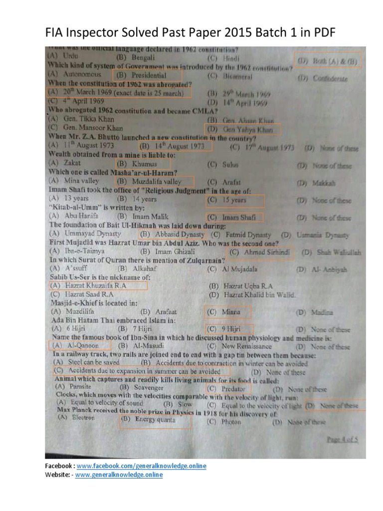 Inspector FIA FPSC Solved Past Paper 2015 | PDF Inspector FIA FPSC Solved Past Paper 2015 | PDF