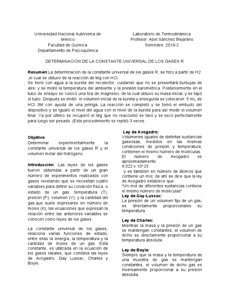 Constante de Los Gases R | PDF | Gases | Mole (Unidad)