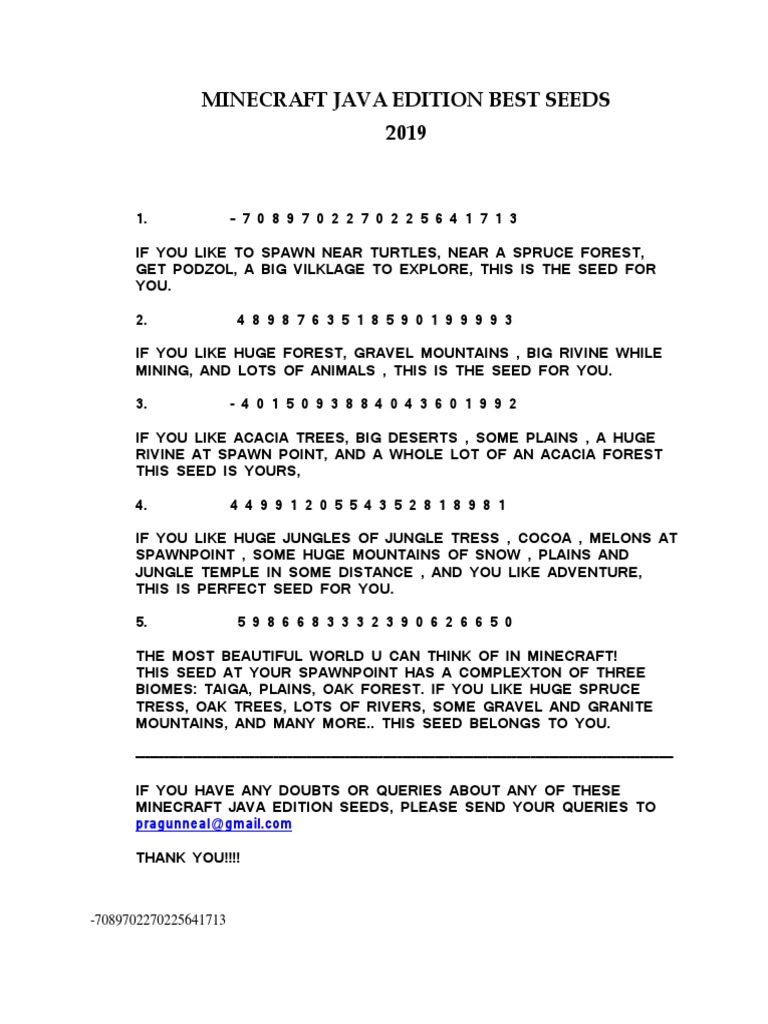 Minecraft Java Edition 5 Best Seeds | PDF