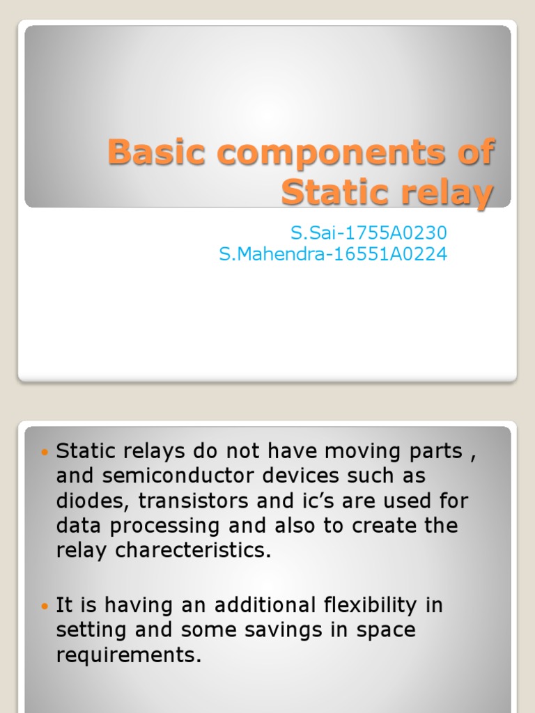 Basic Components of Static Relay | PDF | Computers | Technology ...