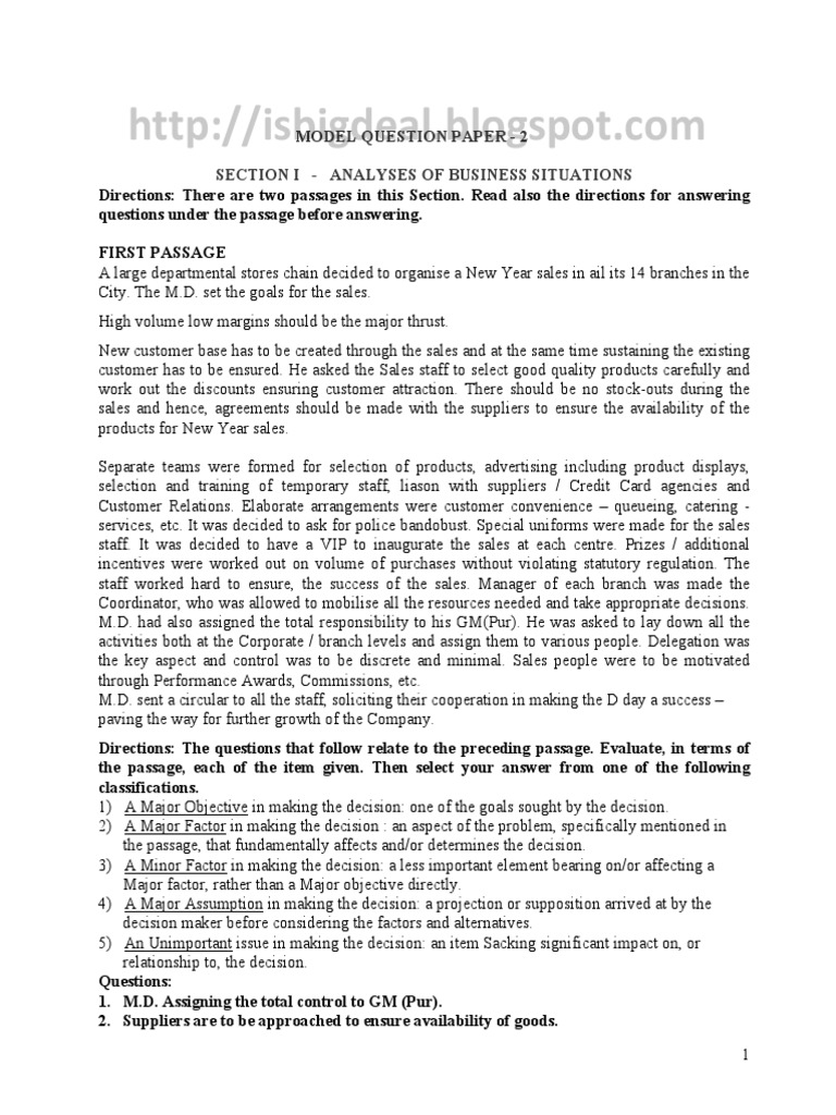 TANCET MBA Sample Paper (WWW - Annaunivedu.org) 4 - 2 PDF | PDF