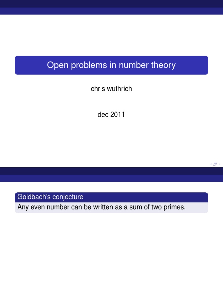 An Exploration of Open Problems in Number Theory: Goldbach's Conjecture ...