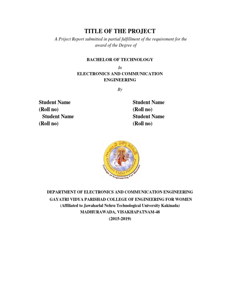 Project Report on [PROJECT TITLE] Submitted for the Fulfillment of ...