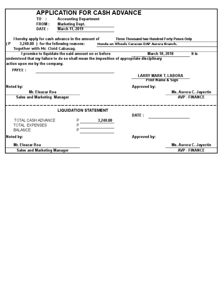 Travel Form & Liquidation | PDF | Per Diem | Meal