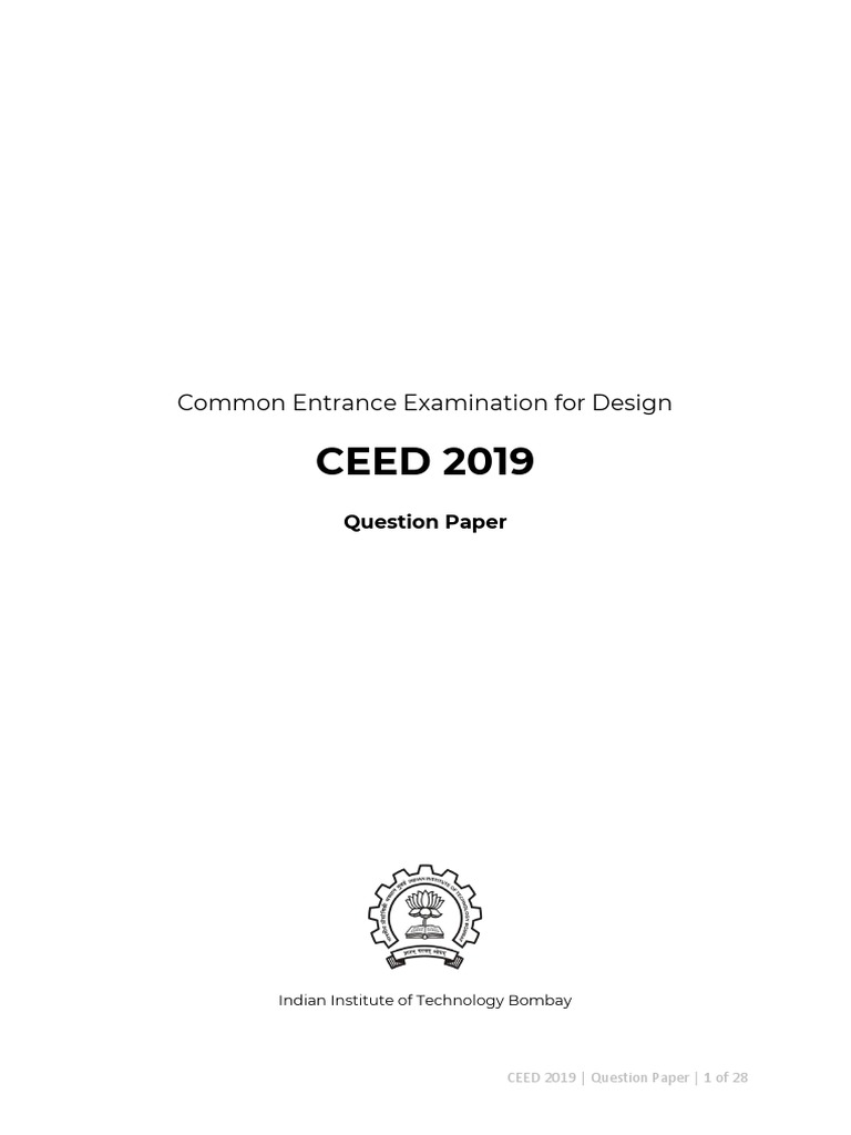 CEED2019 QuestionPaper PDF | PDF | Drawing | Multiple Choice
