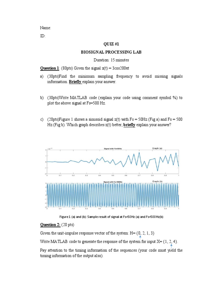 Biosignal Processing Quiz and Solutions | PDF | Sampling (Signal ...