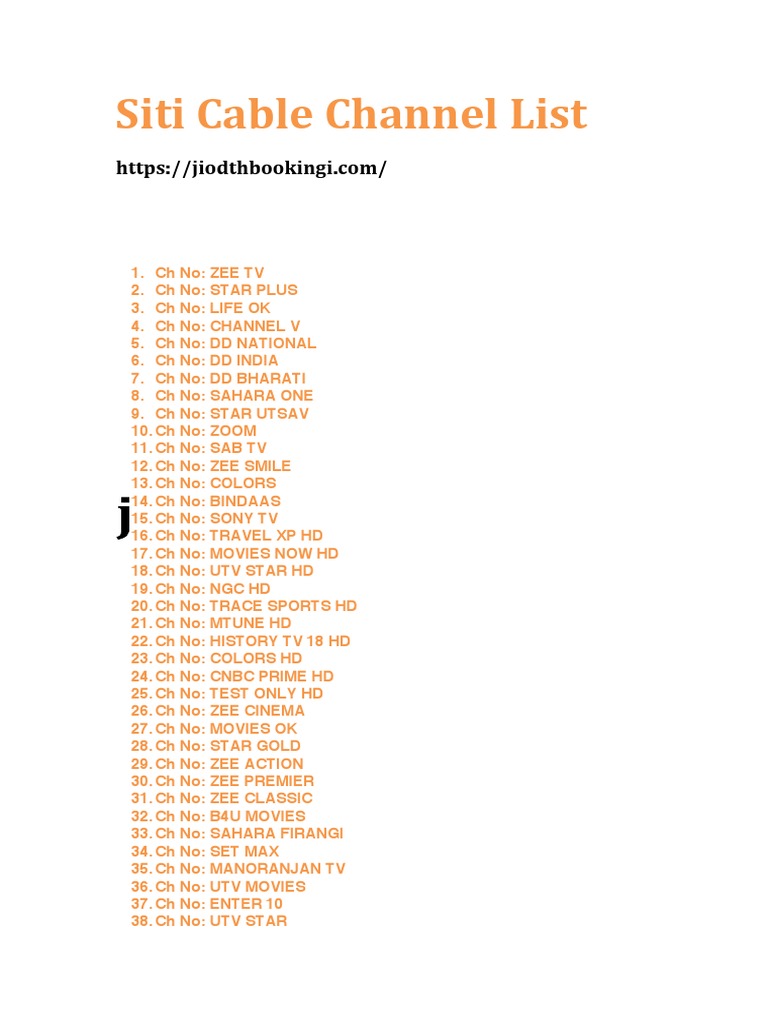 Siti Cable Channel List PDF | PDF | Television Network | Media ...