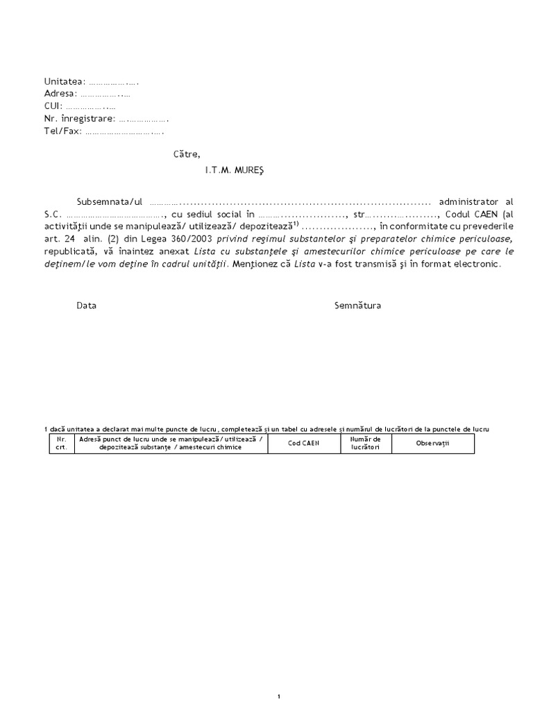 Adresa Inaintare Lista La ITM Mures | PDF