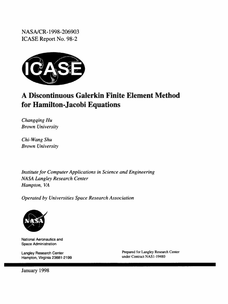 A Discontinuous Galerkin Finite Element Method For Hamilton-Jacobi ...