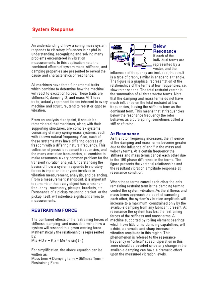 System Response: Below Resonance | PDF | Bearing (Mechanical) | Resonance