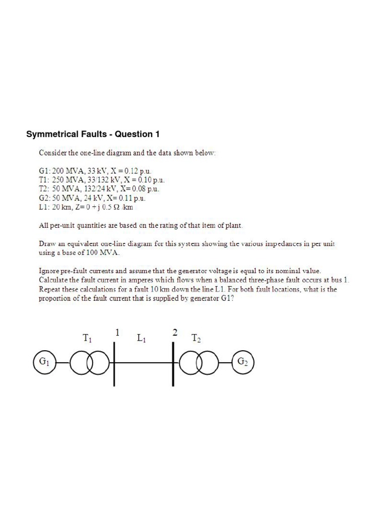 Symmetrical Fault Analysis Examples | PDF