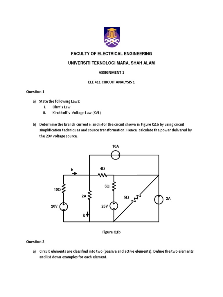 Assignment1 Ele411 | PDF | Electrical Network | Electronic Circuits