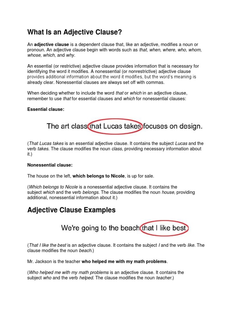 Understanding Adjective Clauses: A Comprehensive Guide to Identifying ...