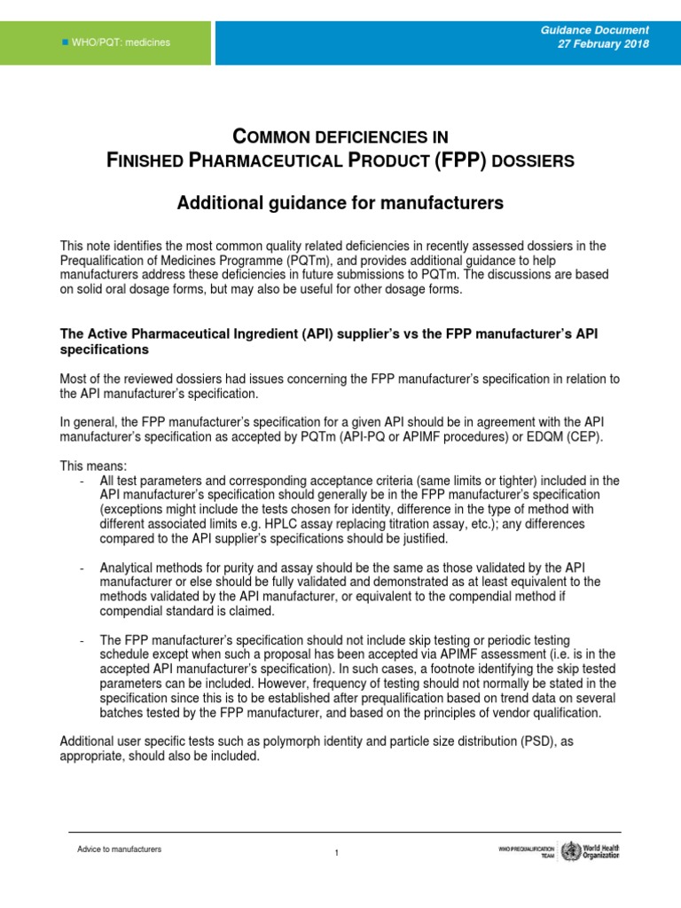 C F P P (FPP) : Additional Guidance For Manufacturers | PDF | Assay ...