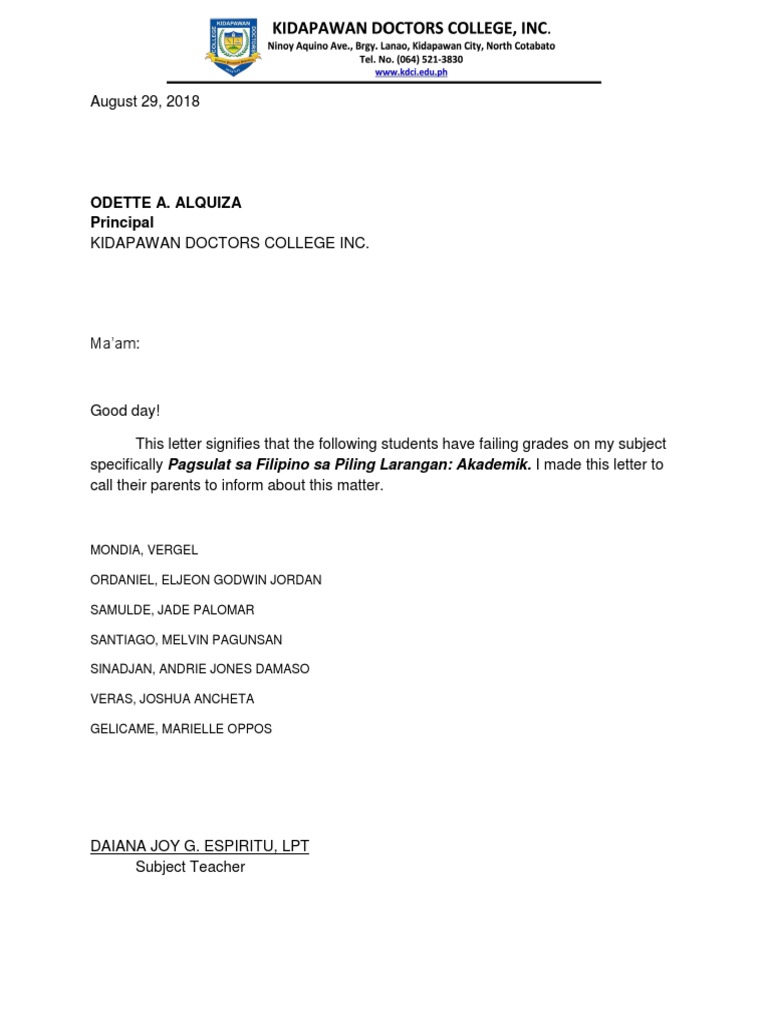 Letter For Fs | PDF | Wellness