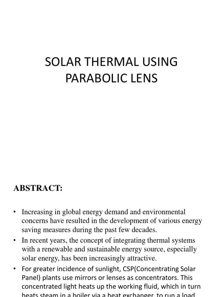 1st Review PPT Solar Thermal | PDF | Solar Energy | Solar Power