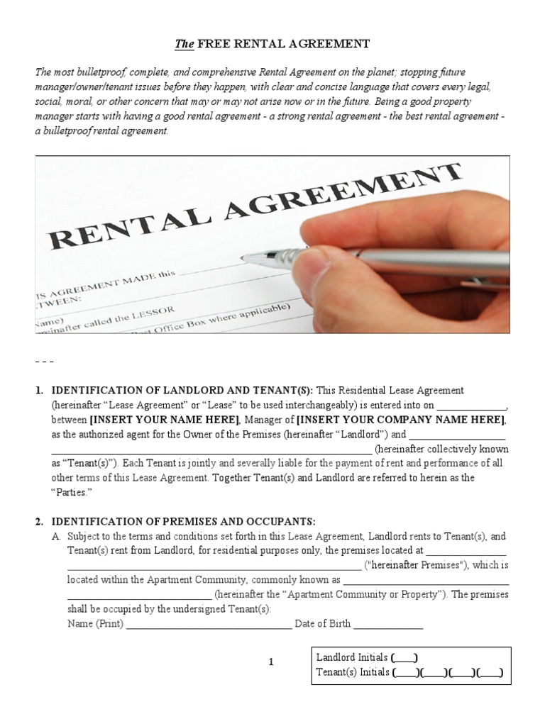 Free Rental Agreement PDF | PDF | Leasehold Estate | Landlord