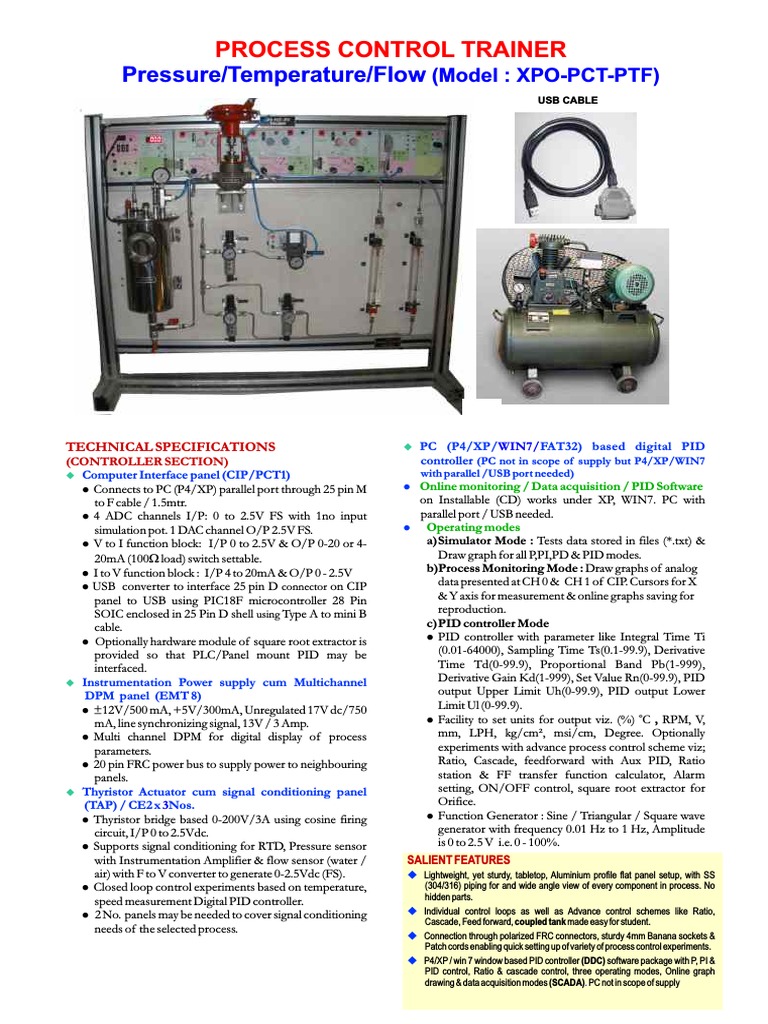 Pressure Temperature Flow Trainer | PDF | Usb | Control Theory