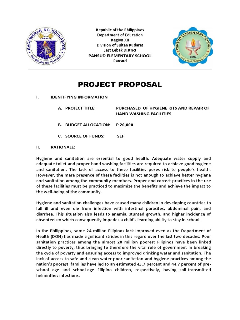 Project Proposal: Pansud Elementary School | PDF | Wash | Hygiene