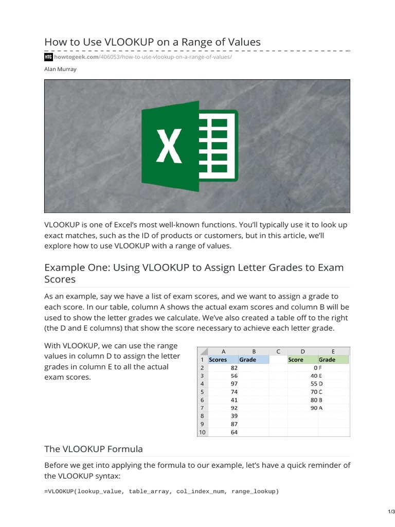 How To Use VLOOKUP On A Range of Values | Download Free PDF | Software Engineering | Areas Of ...