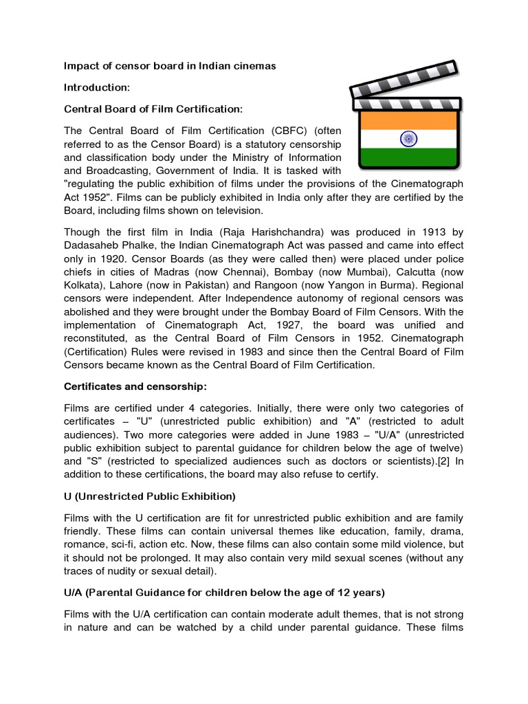 Impact of Censor Board in Indian Cinemas | PDF | Leisure | Violence