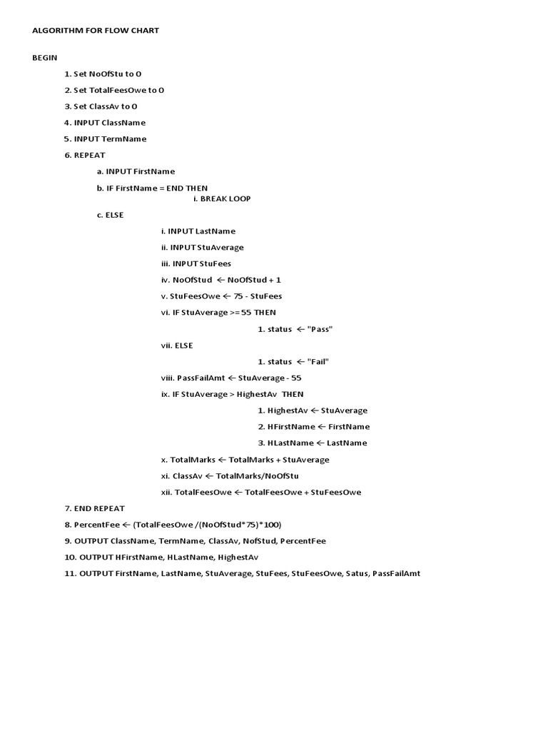 Algorithm For Flow Chart | PDF | Theoretical Computer Science | Applied ...