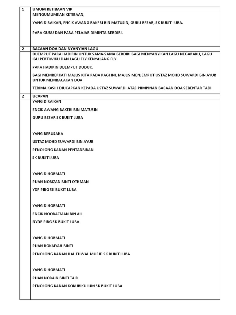 Contoh Skrip Emcee | PDF | Gaya Hidup