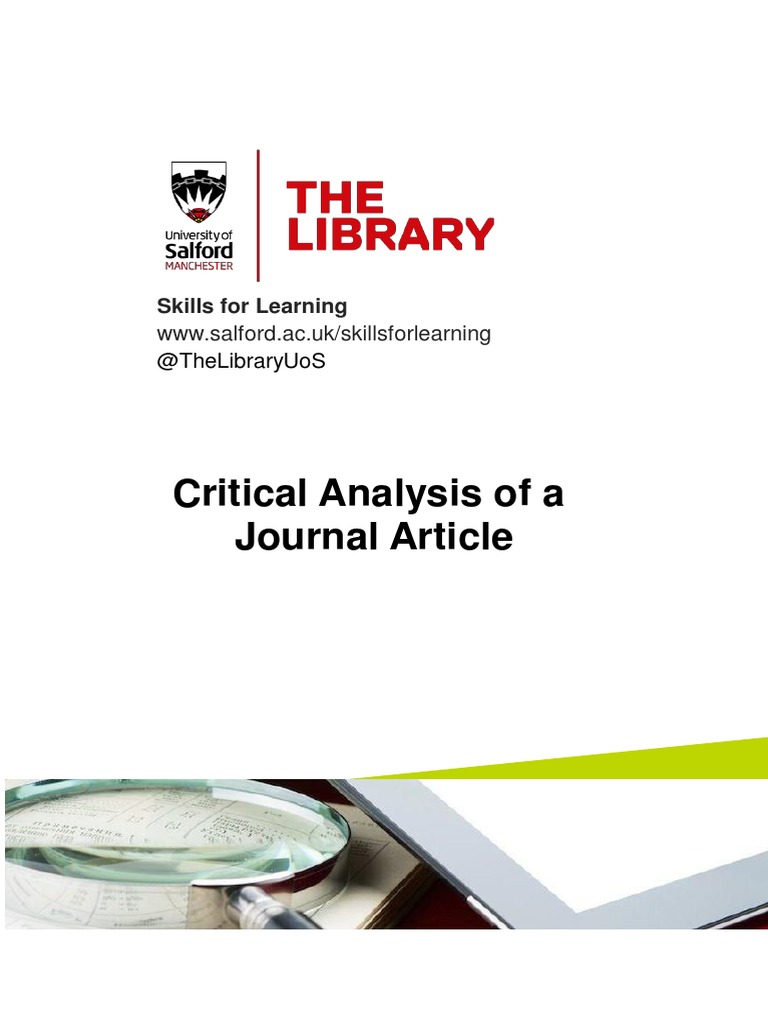 Critical Analysis of A Journal Article: Skills For Learning | PDF ...