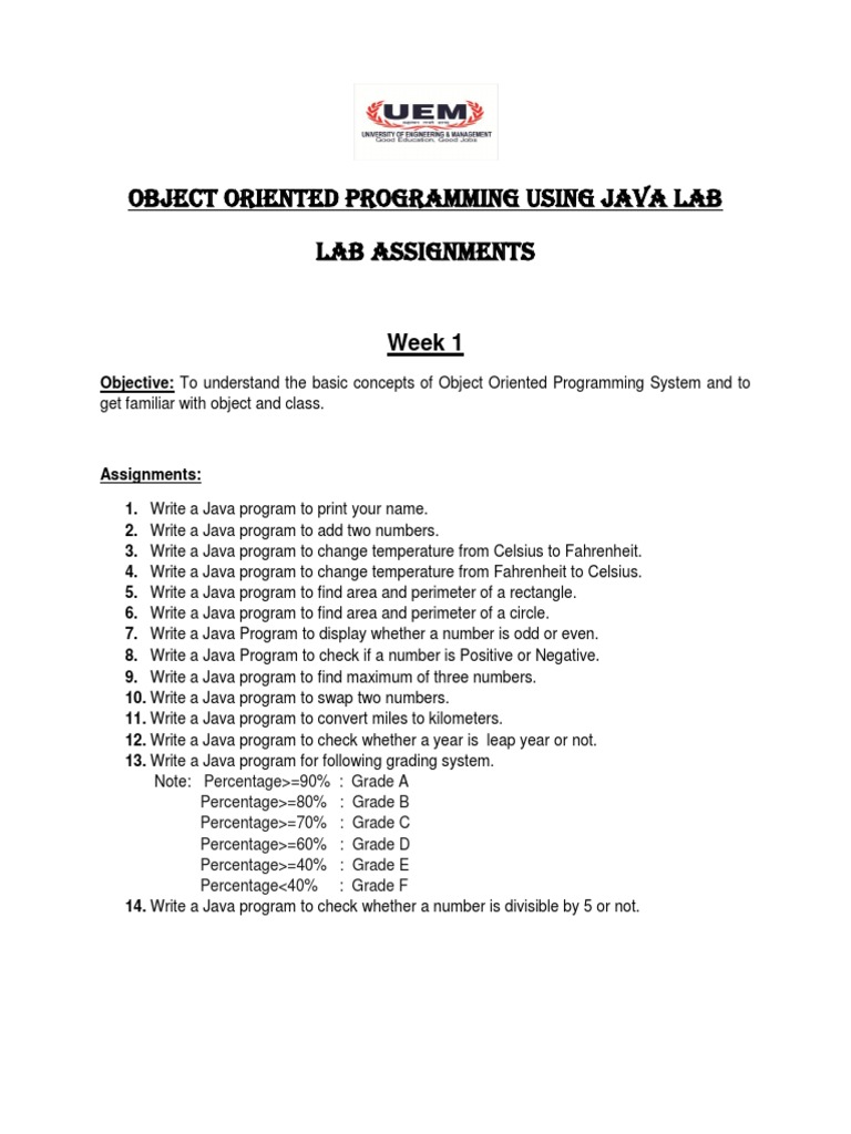 Java Lab Assignments 2nd Year Engineering | PDF | Method (Computer Programming) | Class ...