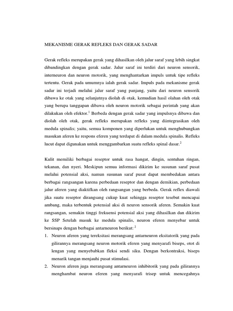 Mekanisme Gerak Refleks Dan Sadar | PDF