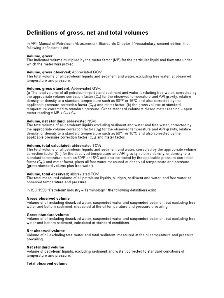 Comments On Definitions | PDF | Volume | Physical Quantities
