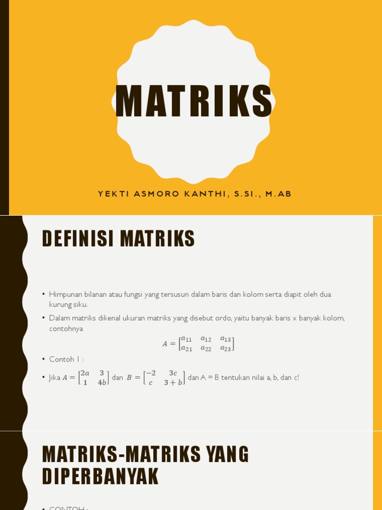 Matriks, Pembuatan Model Dan Pemecahan Masalah | PDF