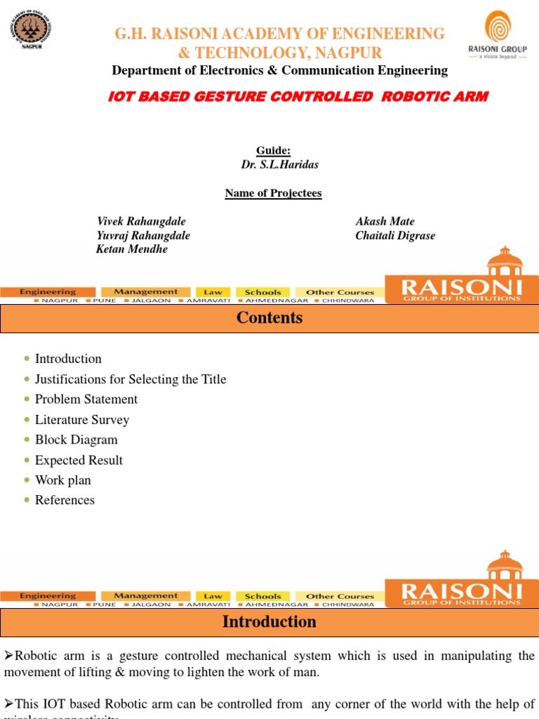 IoT Gesture Controlled Robotic Arm | PDF | Internet Of Things | Electronics