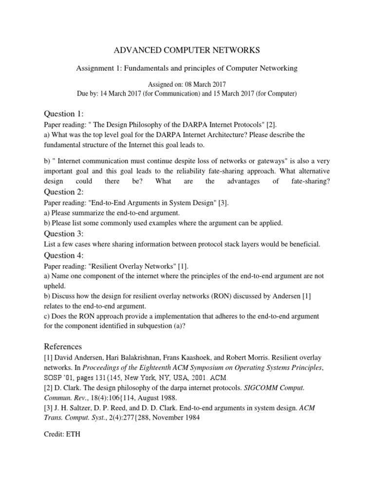 Advanced Computer Networks Assignment | PDF