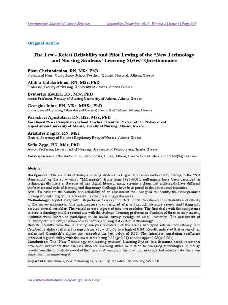 Test and Re-Test Reliability PDF | PDF | Cronbach's Alpha | Survey ...