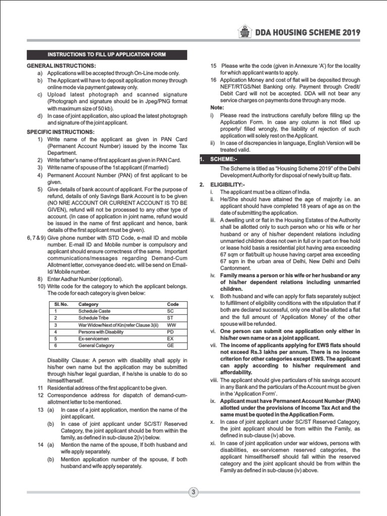 Dda Housing Scheme 2019: Instructions To Fill Up Application Form | PDF ...